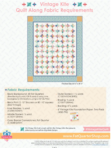 Whimsical Skies: Vintage Kite Quilt Along Pattern - PDF Excl | Inspire ...