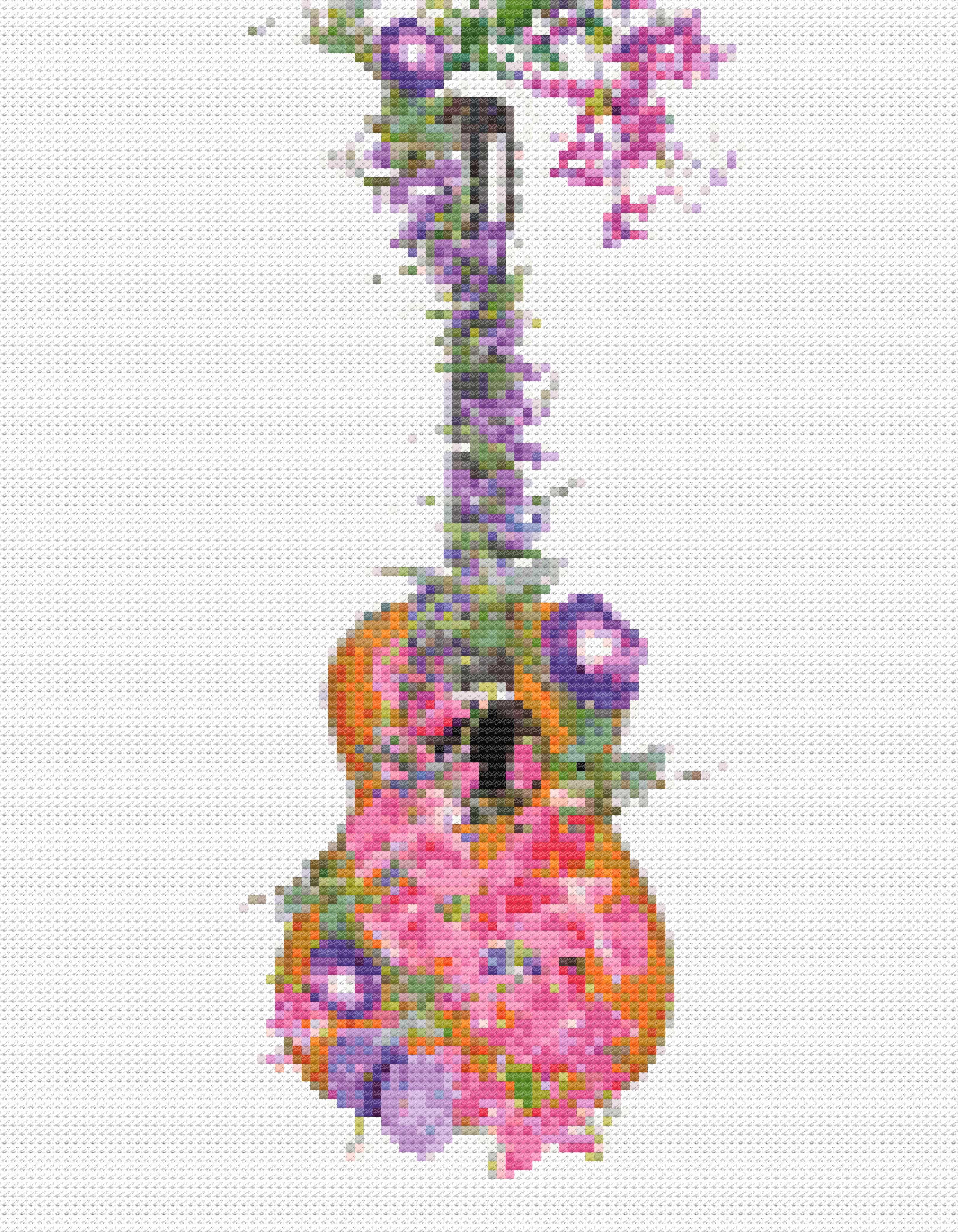 Acoustic guitar floral cross stitch pattern pdf | Inspire Uplift