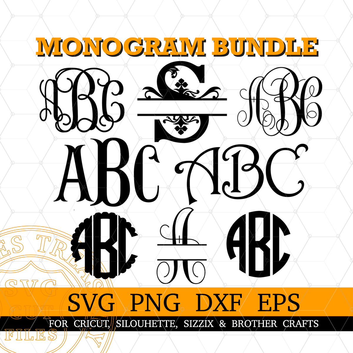 Monogram Font Bundle Svg Png Dxf Files, Monogram Letters Svg | Inspire ...