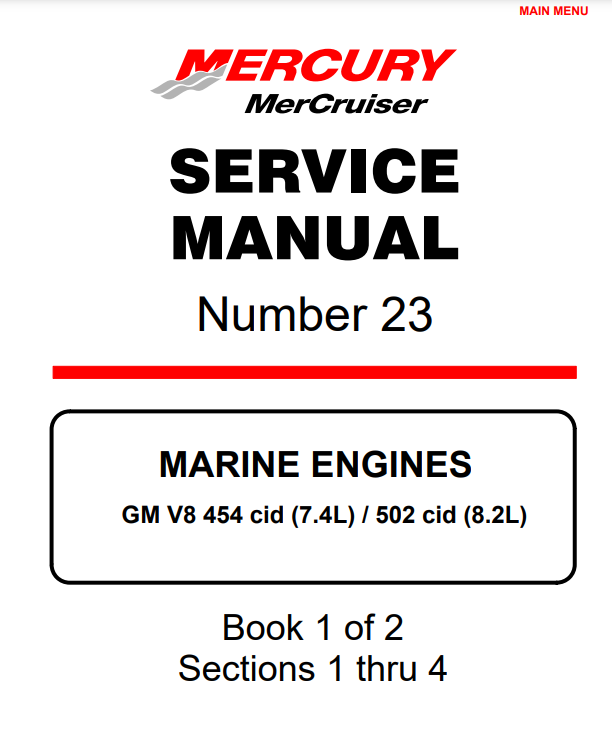 Mercury Mercruiser Service Manual V8, MCM 454 Mag MPI , 502, | Inspire ...