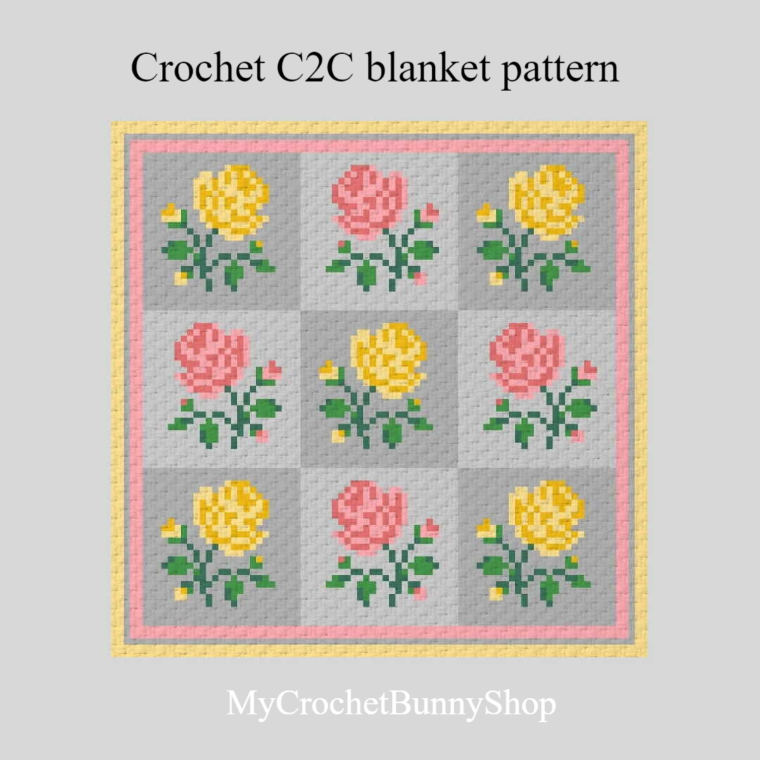 Crocher C2C Rose Garden graphgan blanket pattern PDF Downloa | Inspire ...