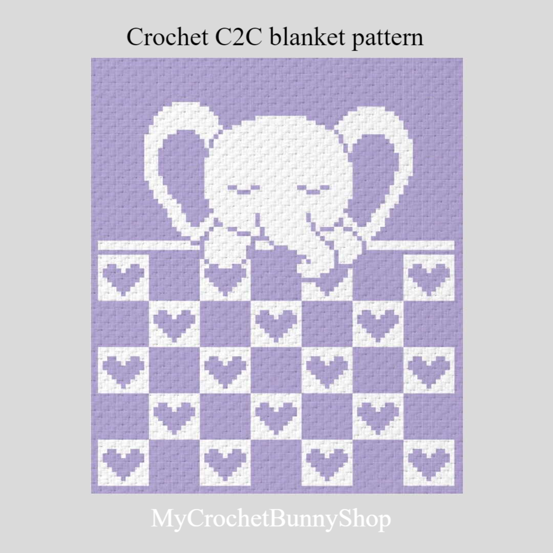 Crochet C2C Sleeping Elephant blanket pattern PDF Instant Do | Inspire ...
