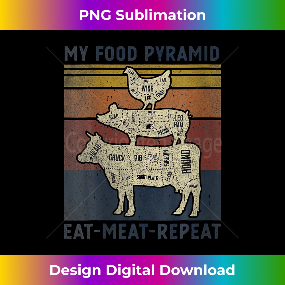 Vintage My Food Pyramid Eat Meat BBQ Lover Fast Food Retro - | Inspire ...