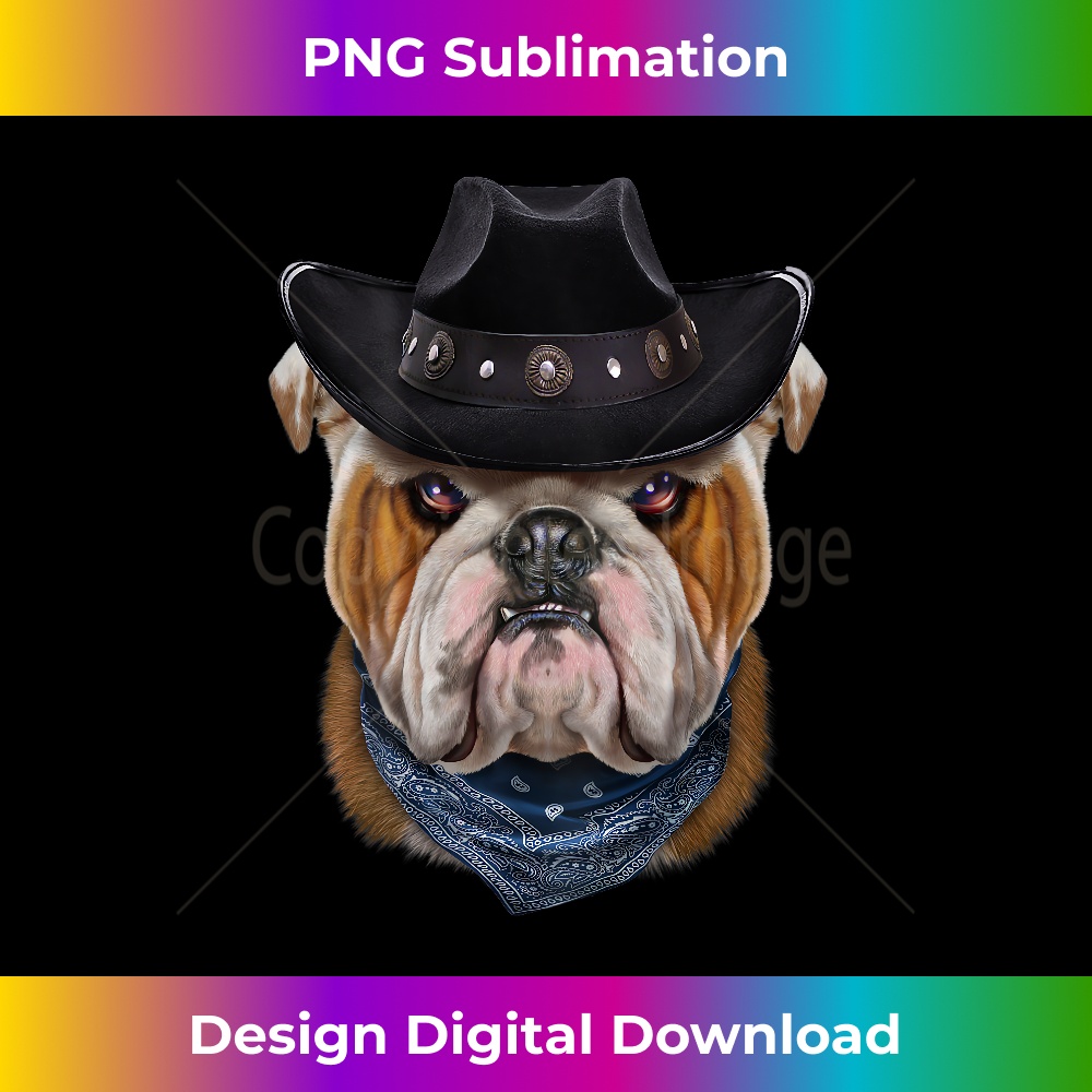 Grumpy English Bulldog in Cowboy Hat and Bandana - Sleek Sub | Inspire ...