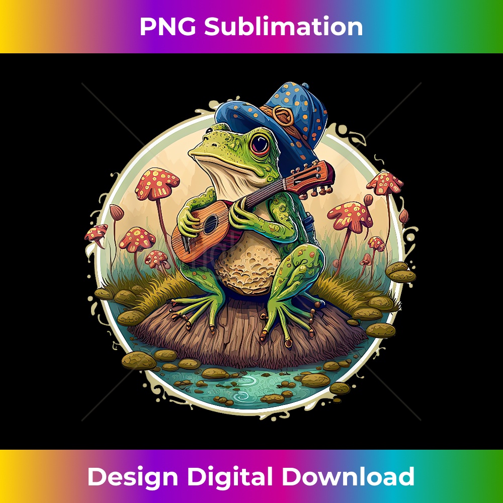 Cottagecore Aesthetic Frog Playing Banjo on Mushroom Frog - | Inspire ...