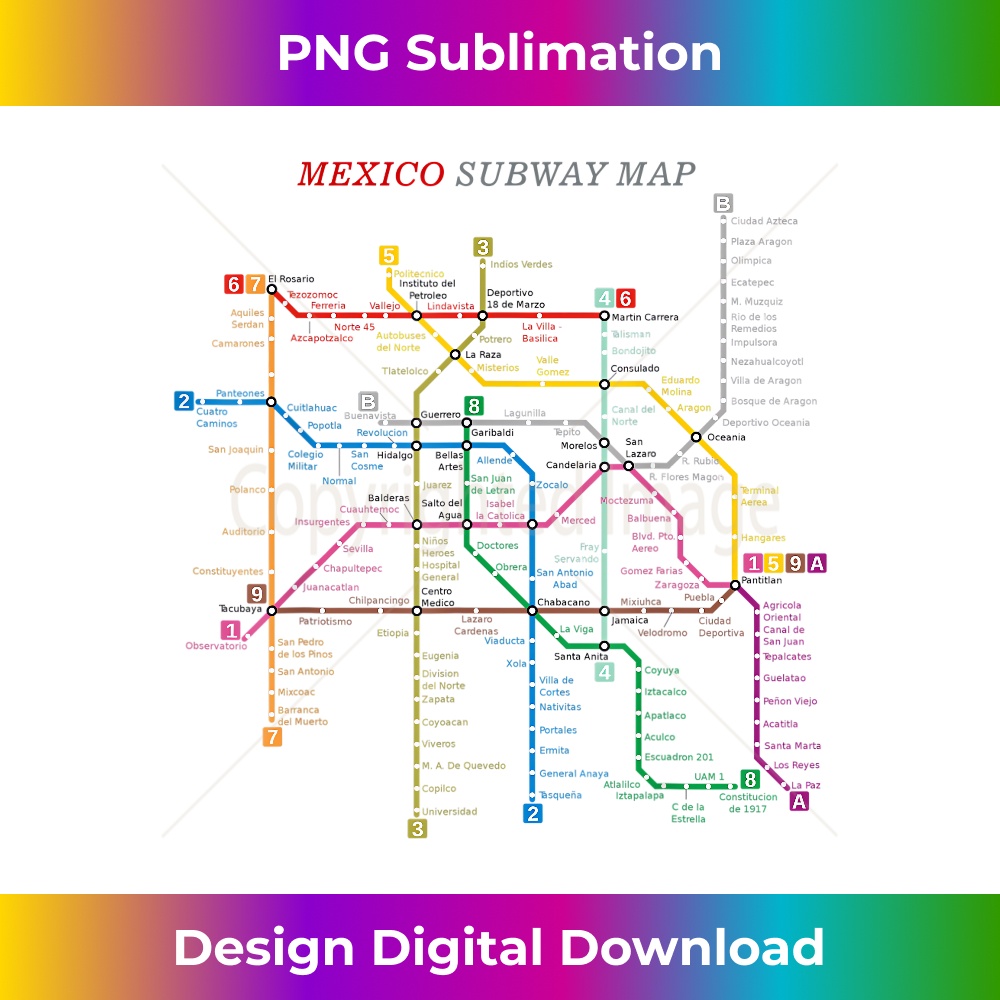 Mexico Subway Map Metro, Underground - Bespoke Sublimation - Inspire Uplift