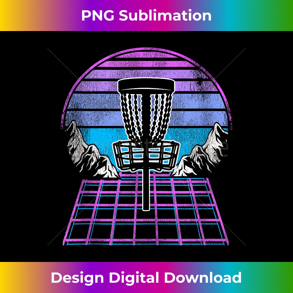 Disc Golf Basket 90s Synthwave Sunset Retrowave Frisbee Golf | Inspire ...