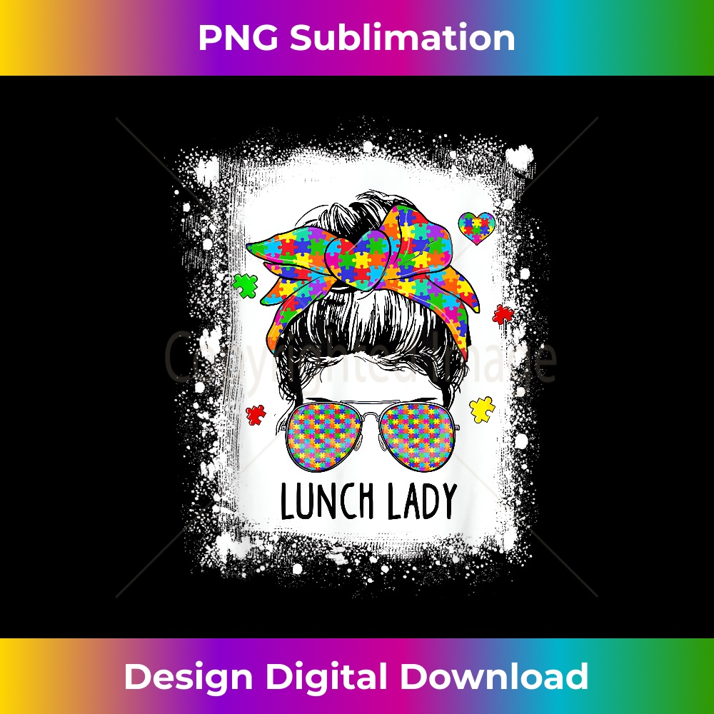 Bleached Lunch Lady Messy Bun Hair Woman Autism Awareness - | Inspire ...
