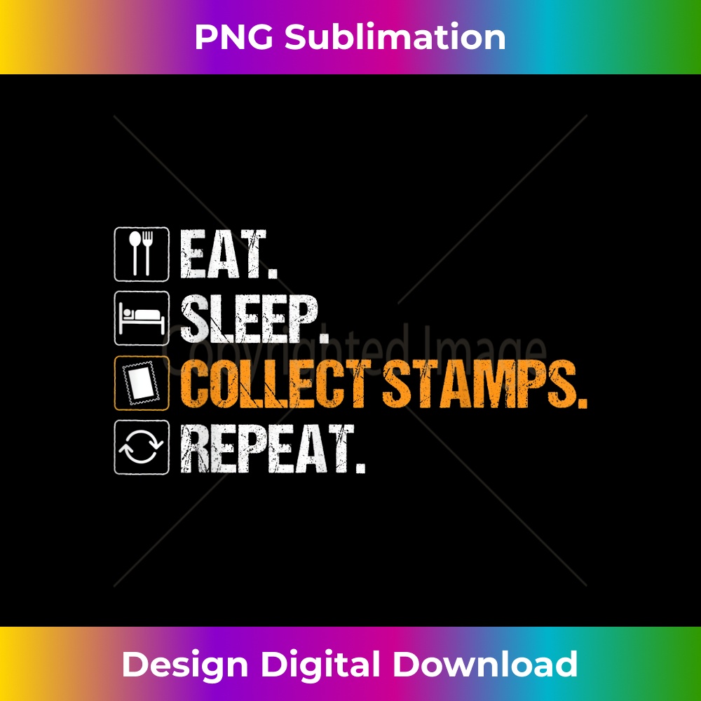 Funny Stamp Design Eat Sleep Collect Stamps - Vibrant Sublim | Inspire ...