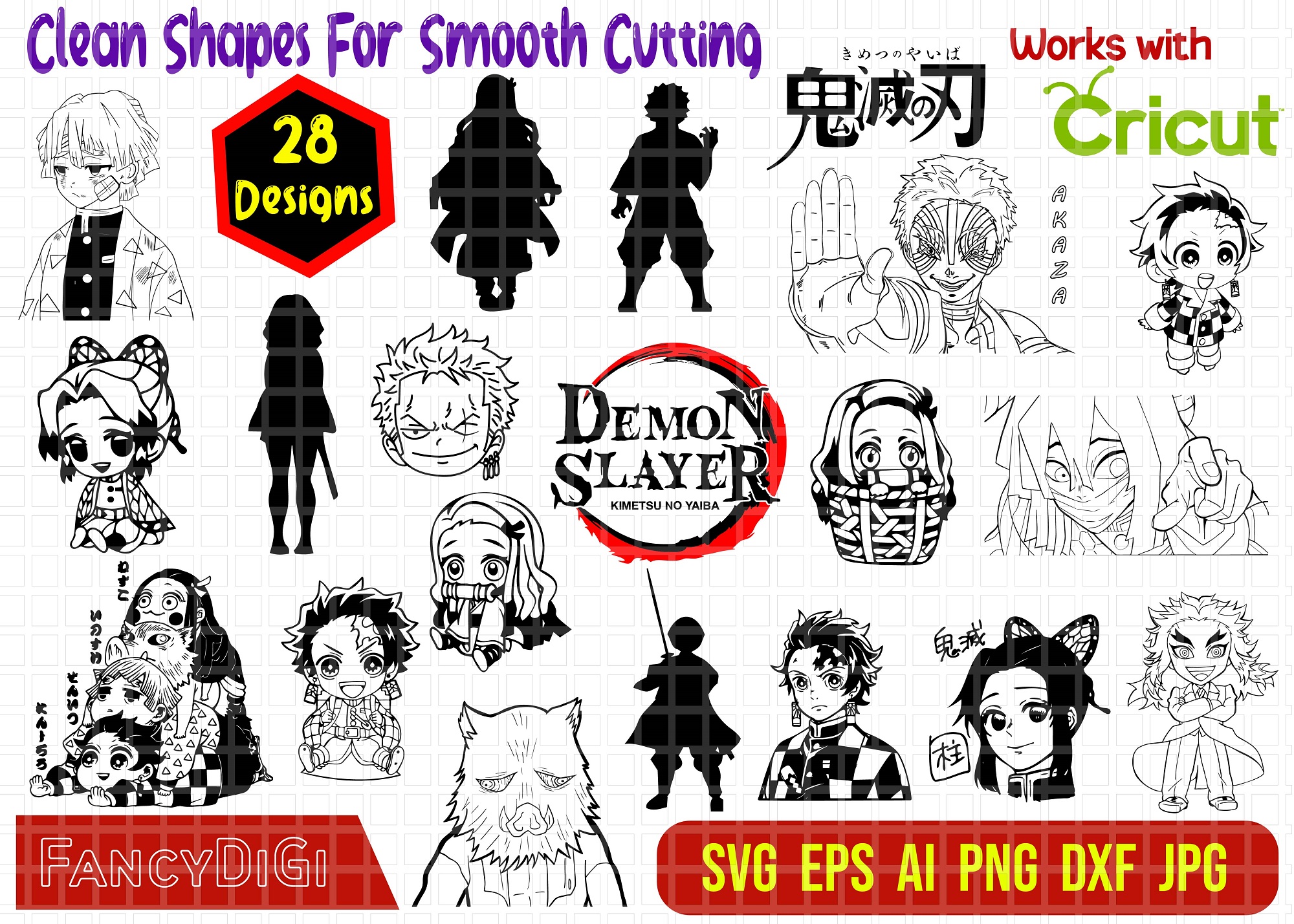 Demon Slayer Vector SVG, Demon Slayer SVG, Kimetsu No Yaiba | Inspire ...