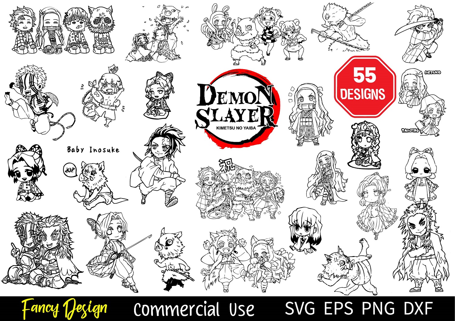 55 Demon Slayer Chibi Vector SVG, Demon Slayer Vector SVG | Inspire Uplift