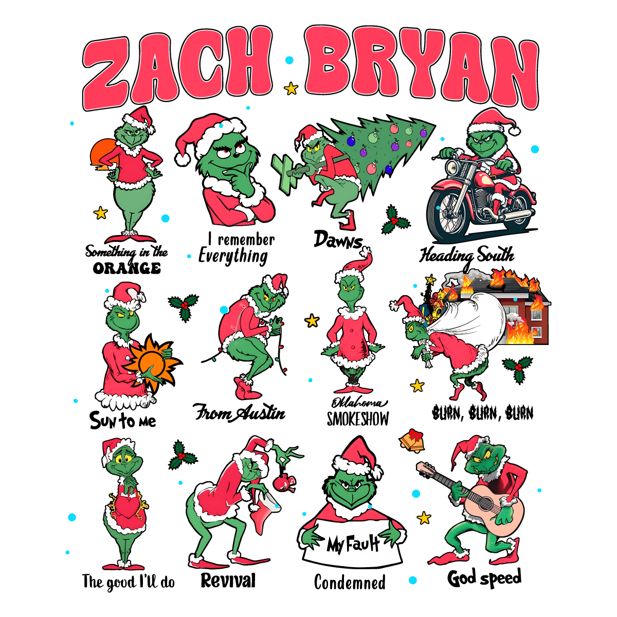 Funny Grinch Zach Bryan Christmas Albums PNG | Inspire Uplift