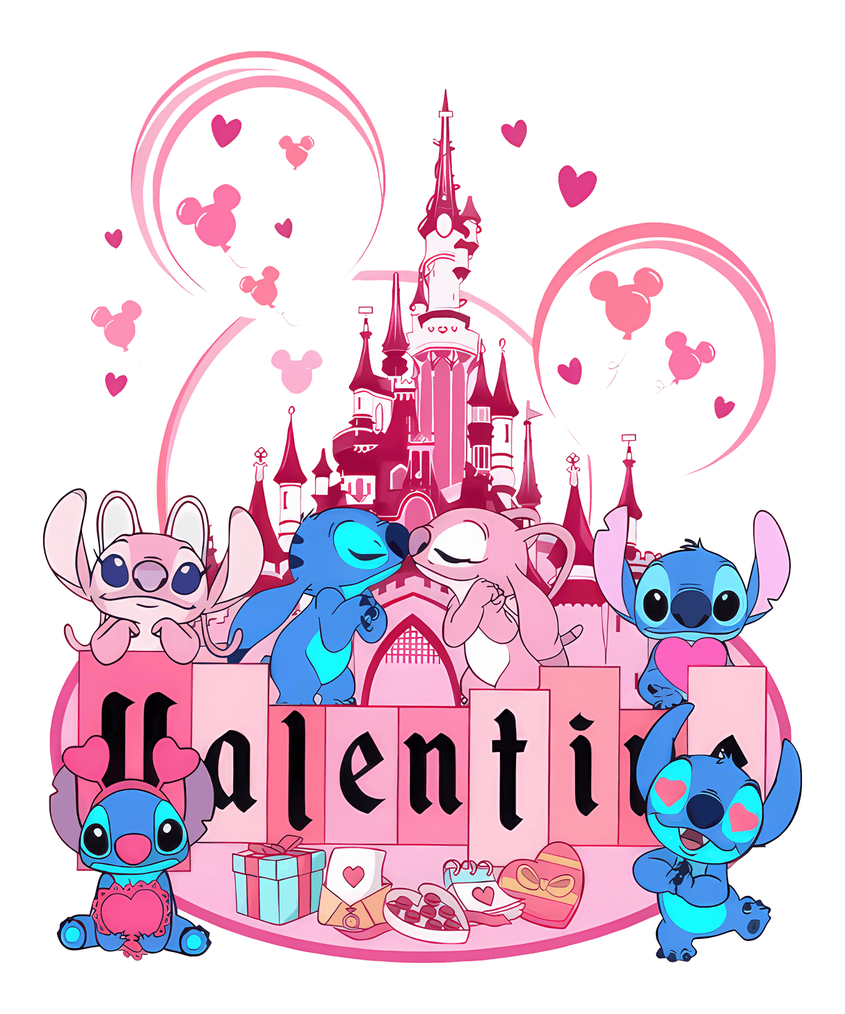 Disney Stitch Angel Valentine Castle PNG | Inspire Uplift