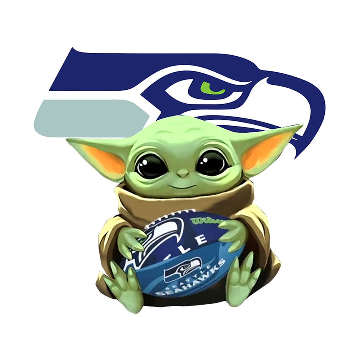 Baby Yoda Hug Seattle Seahawks Logo PNG Design Star Wars | Inspire Uplift