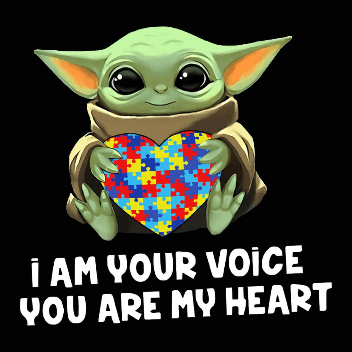 Baby Yoda Hug Autism Heart PNG Files For Silhouette - Inspire Uplift