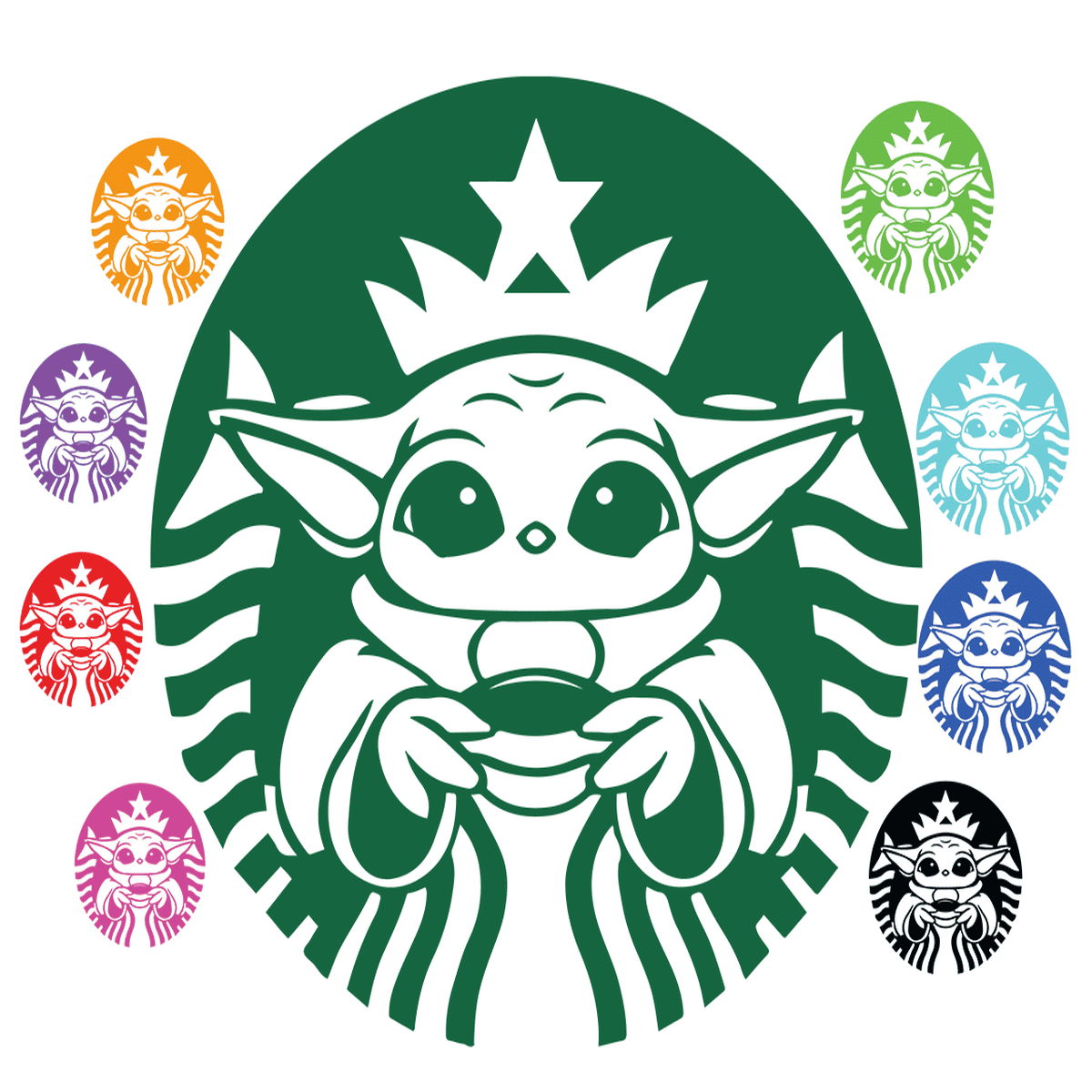 Baby Yoda Starbucks Logo SVG | Inspire Uplift