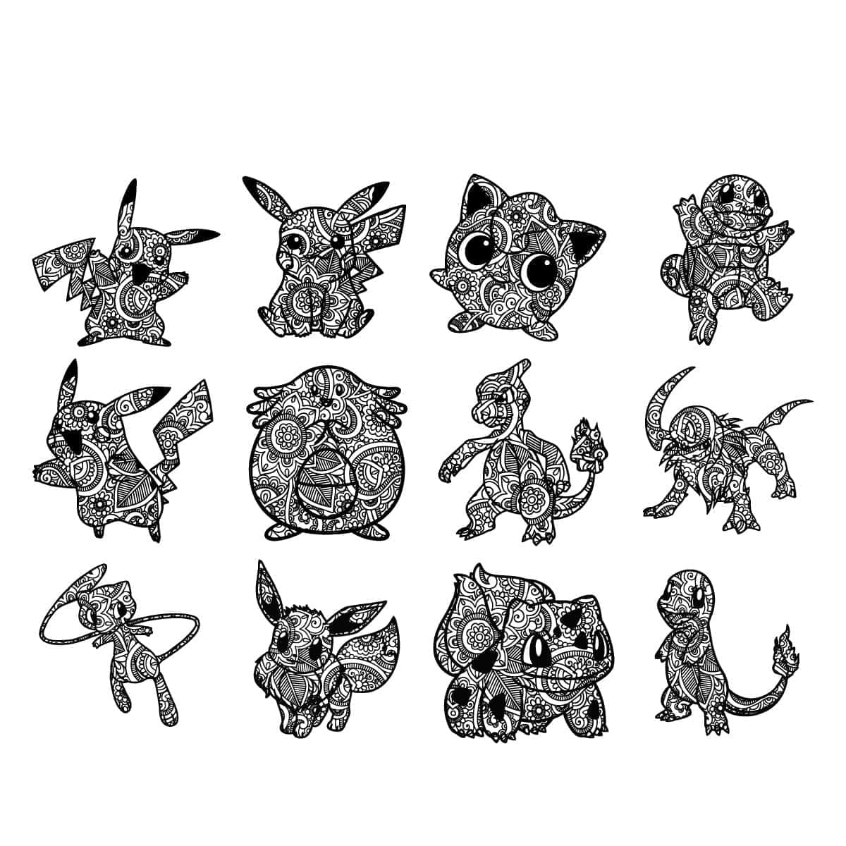Pokemon Mandala Bundle SVG Silhouette Cartoon SVG Pokemon SV - Inspire ...