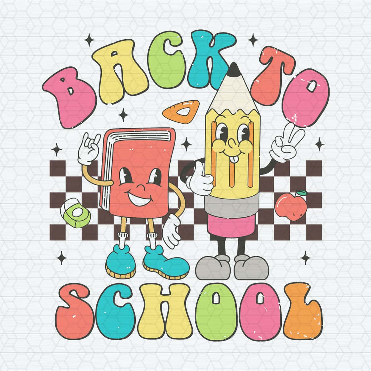 Checkered Back To School Book Pencil SVG | Inspire Uplift