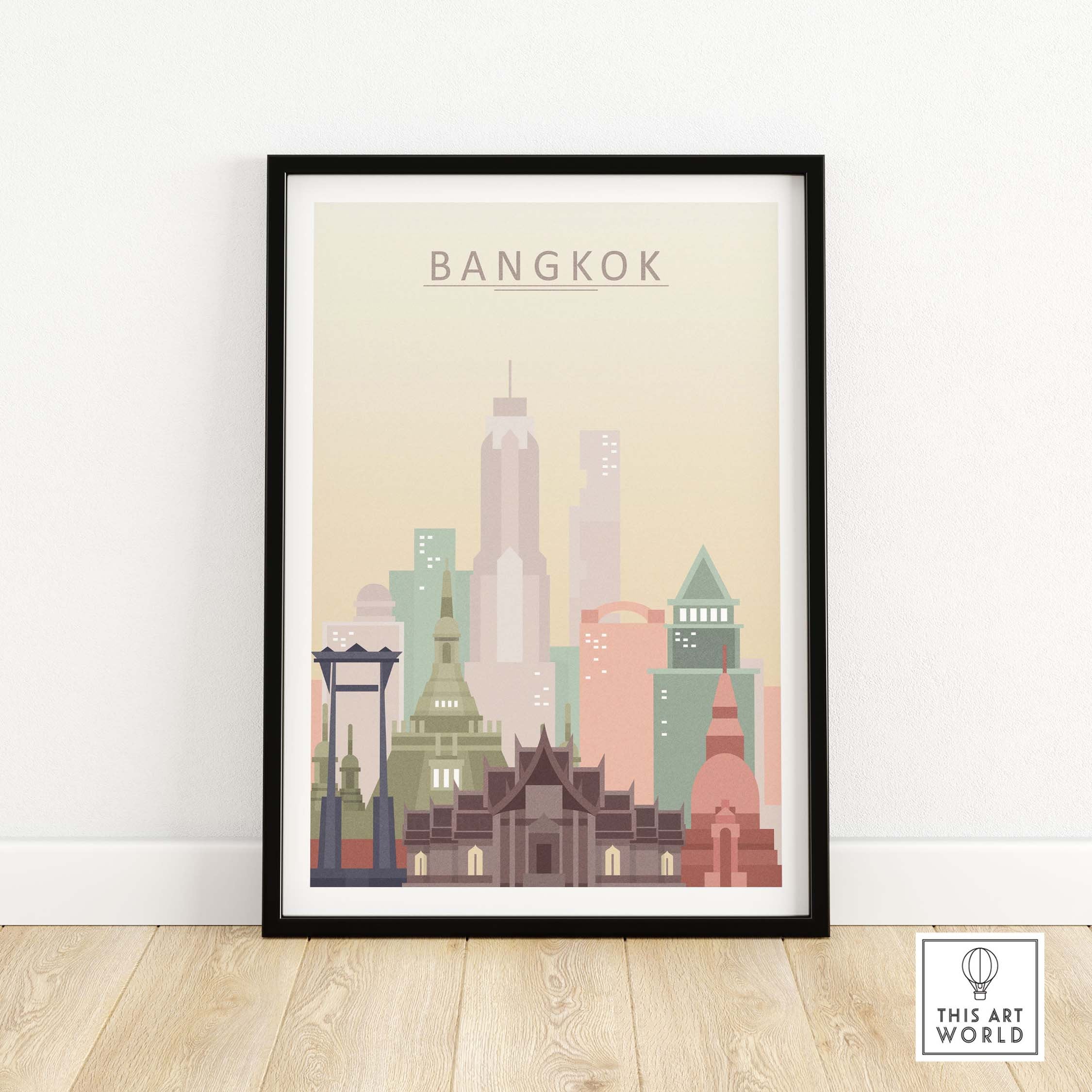 Bangkok Skyline Poster | Thailand Wall Art | Bangkok Print H | Inspire ...