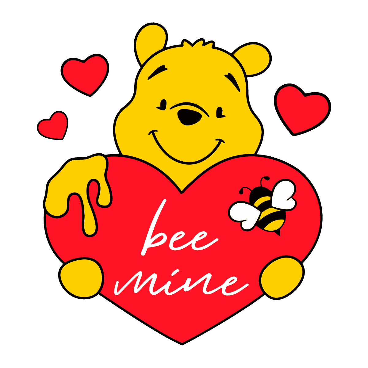 Winnie The Pooh Bee Mine Valentine SVG - Inspire Uplift