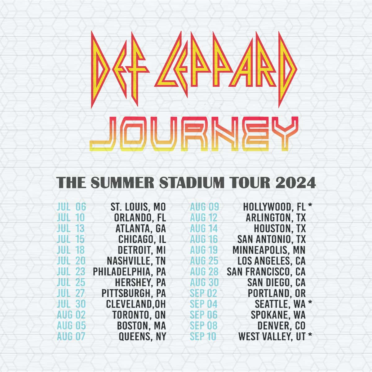 Def Leppard Summer Stadium Tour 2024 Timeline SVG | Inspire Uplift