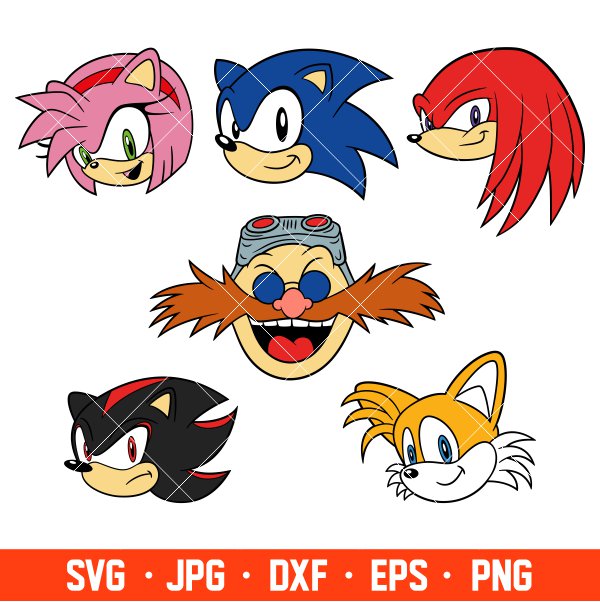 Sonic the Hedgehog Bundle Svg, Sonic Face Svg, Sonic Head Sv - Inspire ...