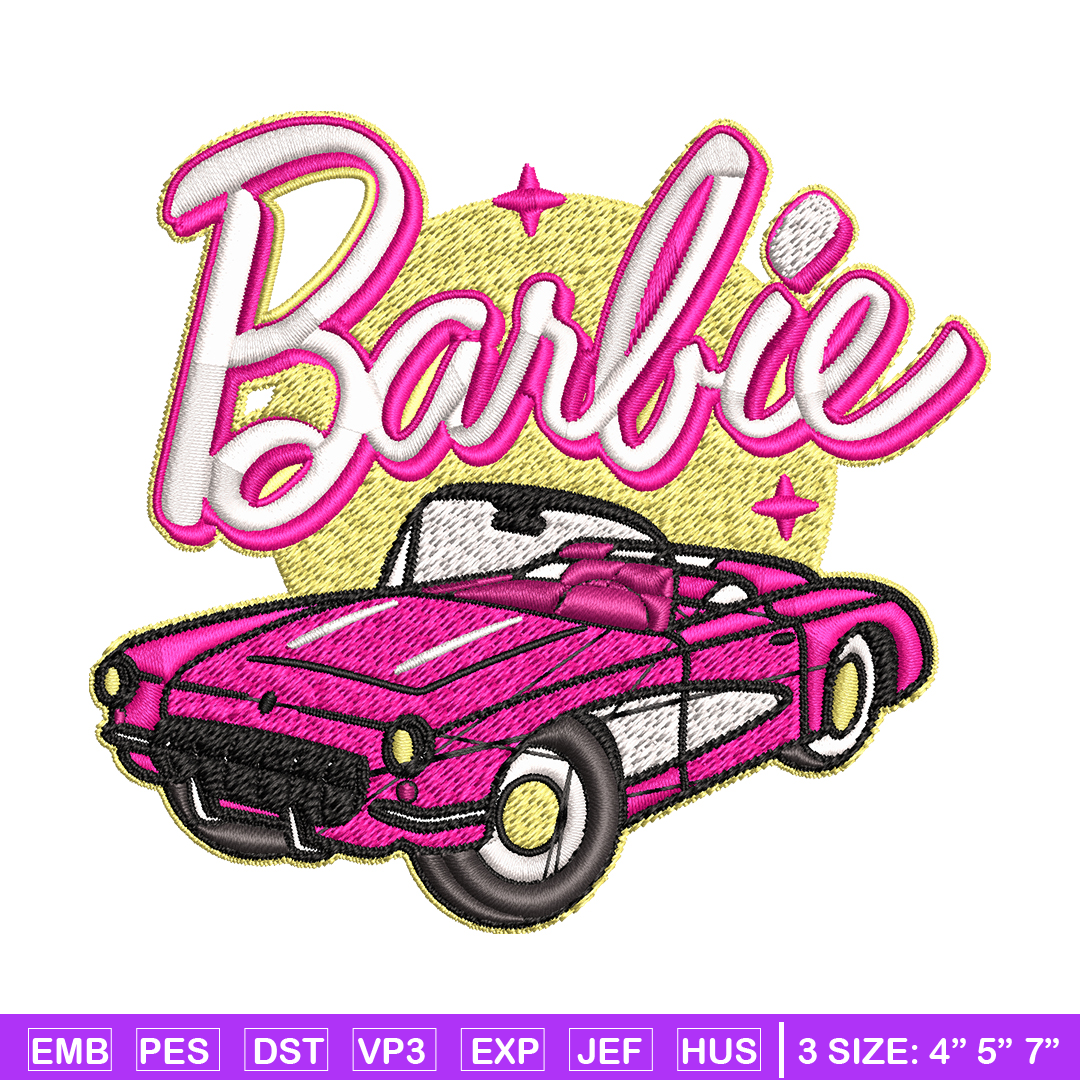 Barbie Girl Pink Car Embroidery, Barbie Girl Pink Car Embroi | Inspire ...