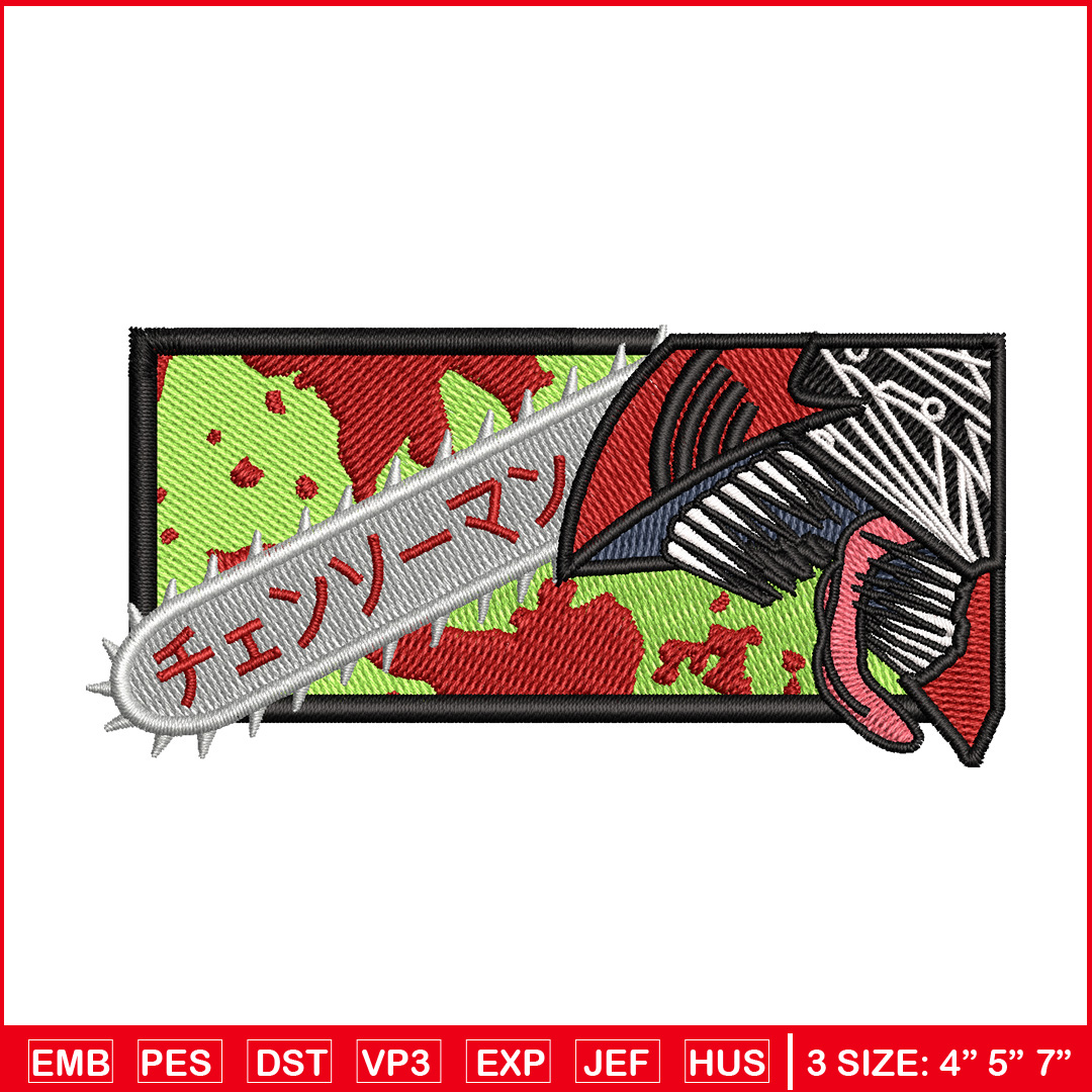 Chainsaw box embroidery design, Chainsaw embroidery, Anime d | Inspire ...