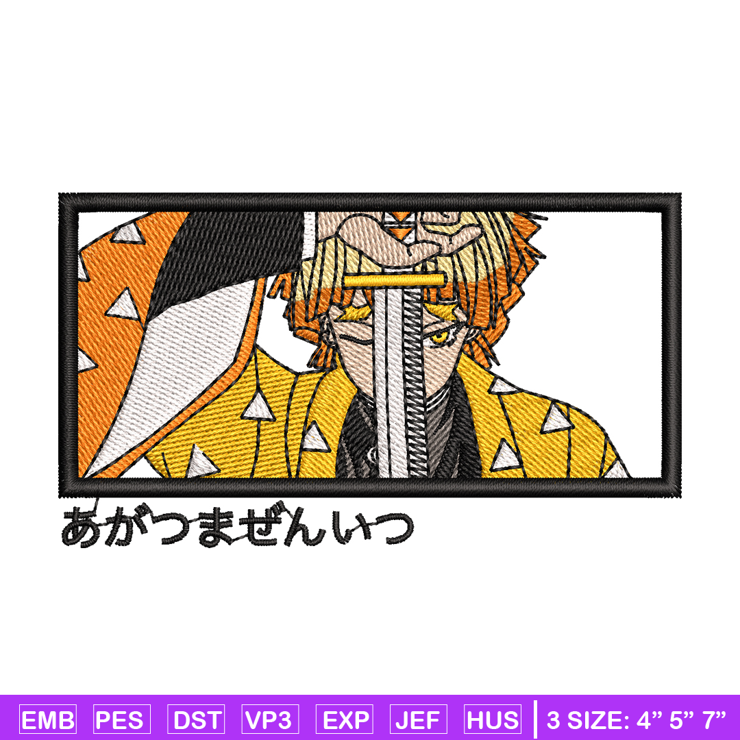 Zenitsu sword embroidery design, Kimetsu no Yaiba embroidery | Inspire ...
