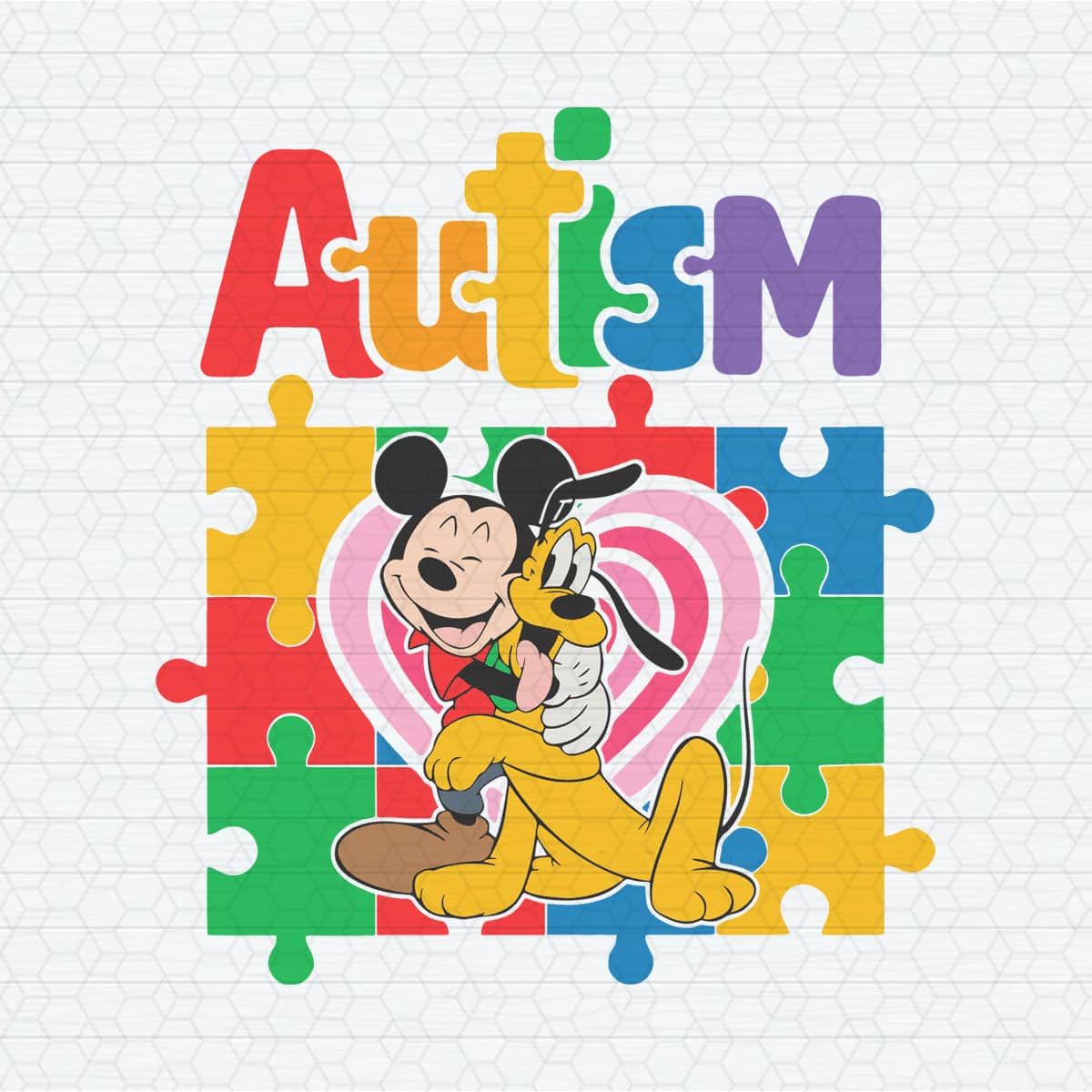 Cute Pluto Mickey Mouse Autism Heart SVG | Inspire Uplift