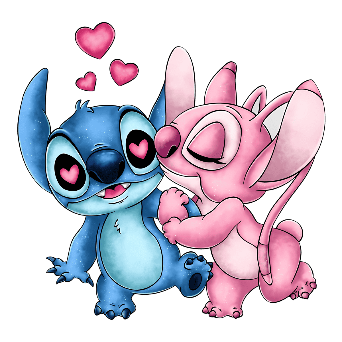 Stitch And Angel Couple Valentine PNG - Inspire Uplift