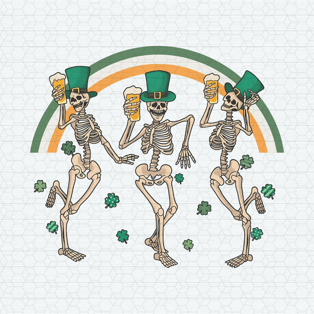 Dancing Skeleton Rainbow St Patrick's Day PNG | Inspire Uplift