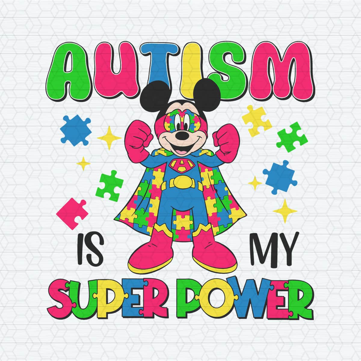 Retro Autism Is My Super Power Mickey SVG - Inspire Uplift