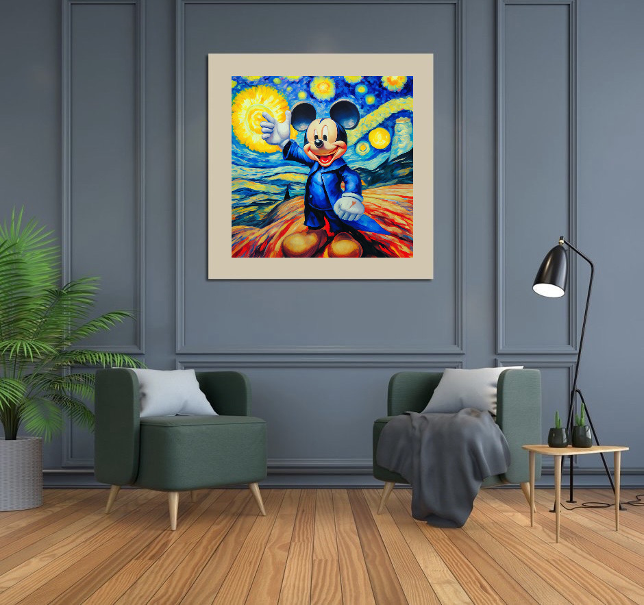 Mickey Mouse Van Gogh Original Wall Art, Joker Comics DC Ori - Inspire ...