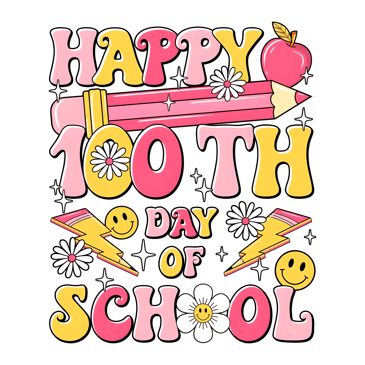 Happy 100th Day Of School Teacher Appreciation PNG | Inspire Uplift