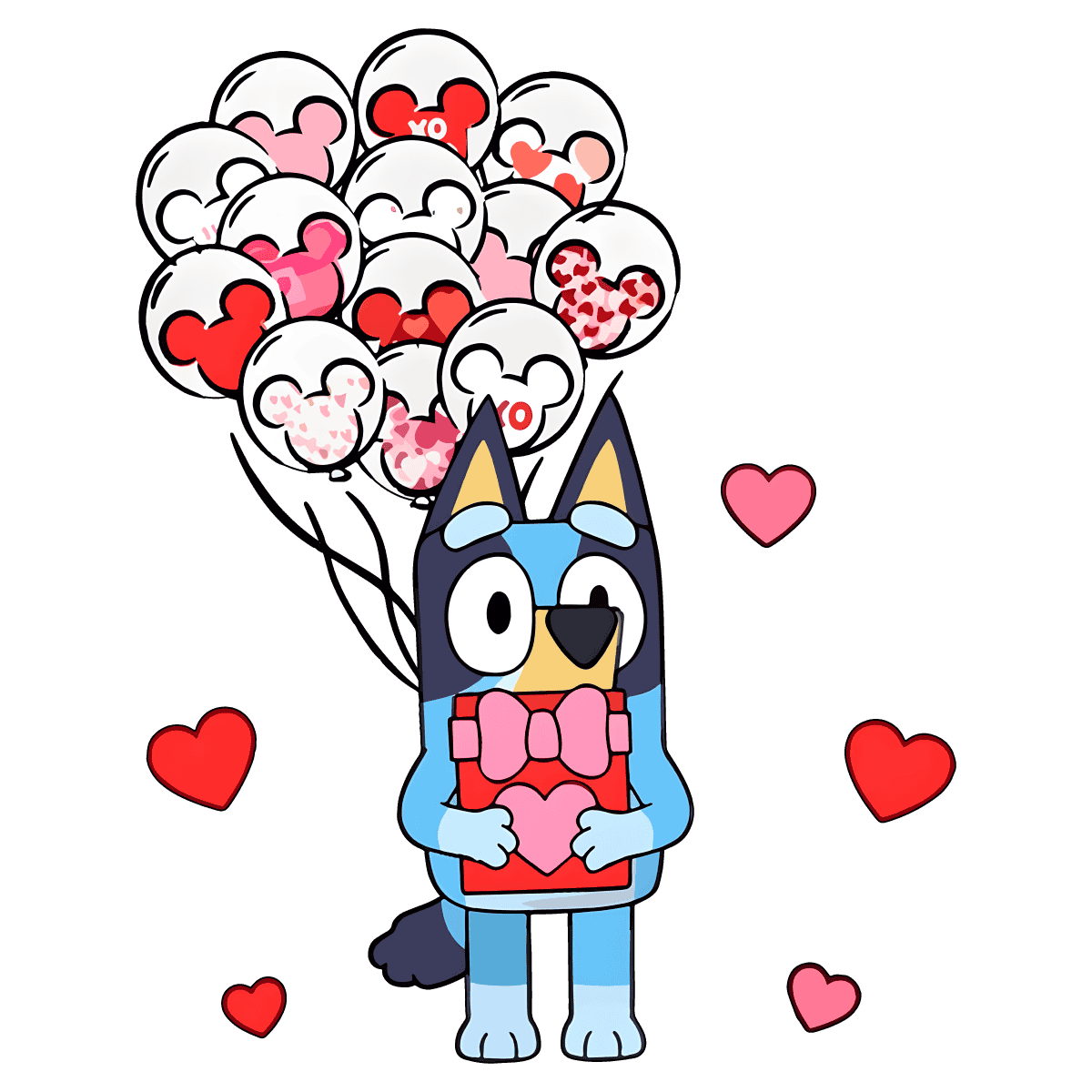 Groovy Bluey Valentine Balloons PNG | Inspire Uplift