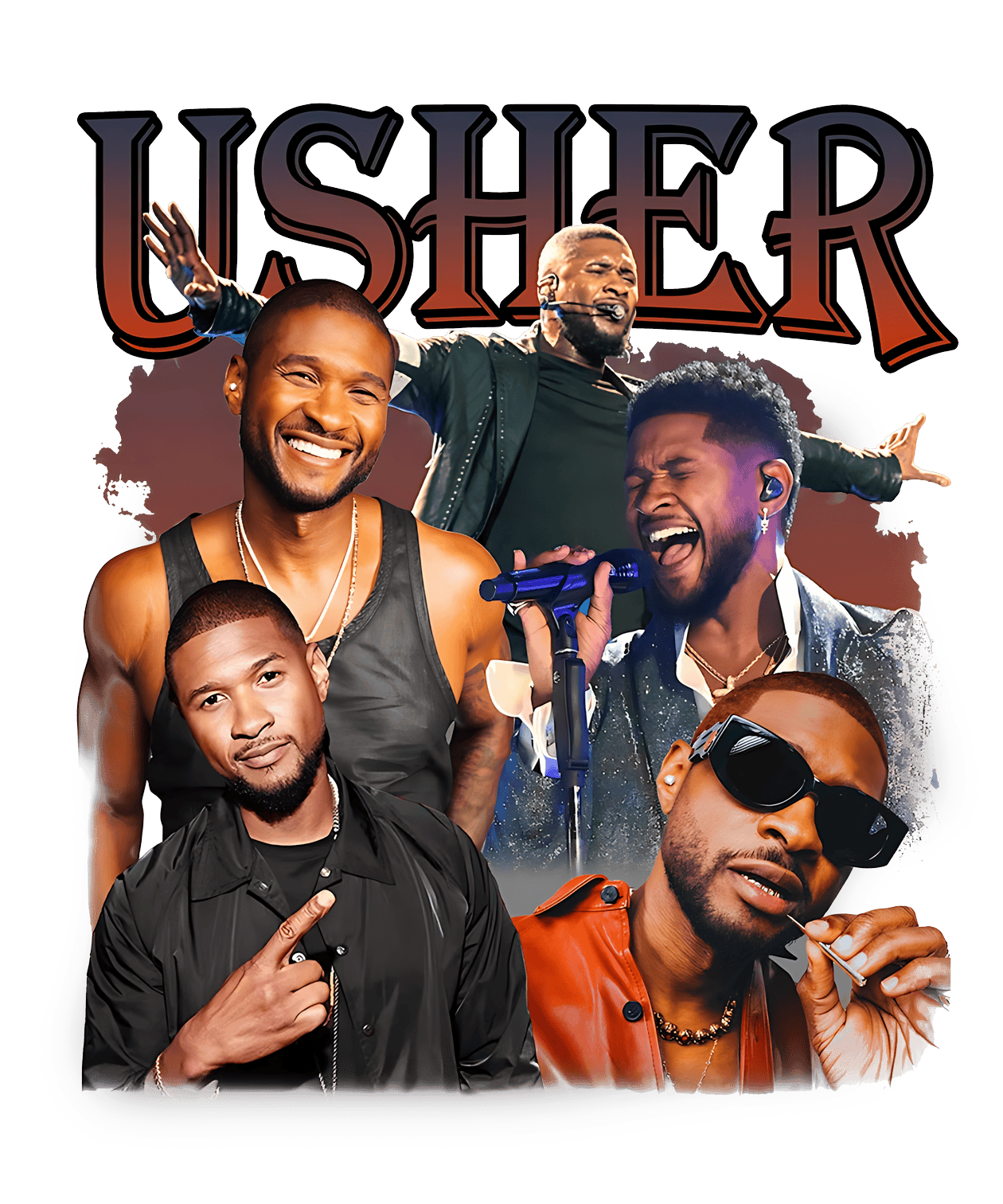 Retro Usher Singer Music Tour PNG | Inspire Uplift