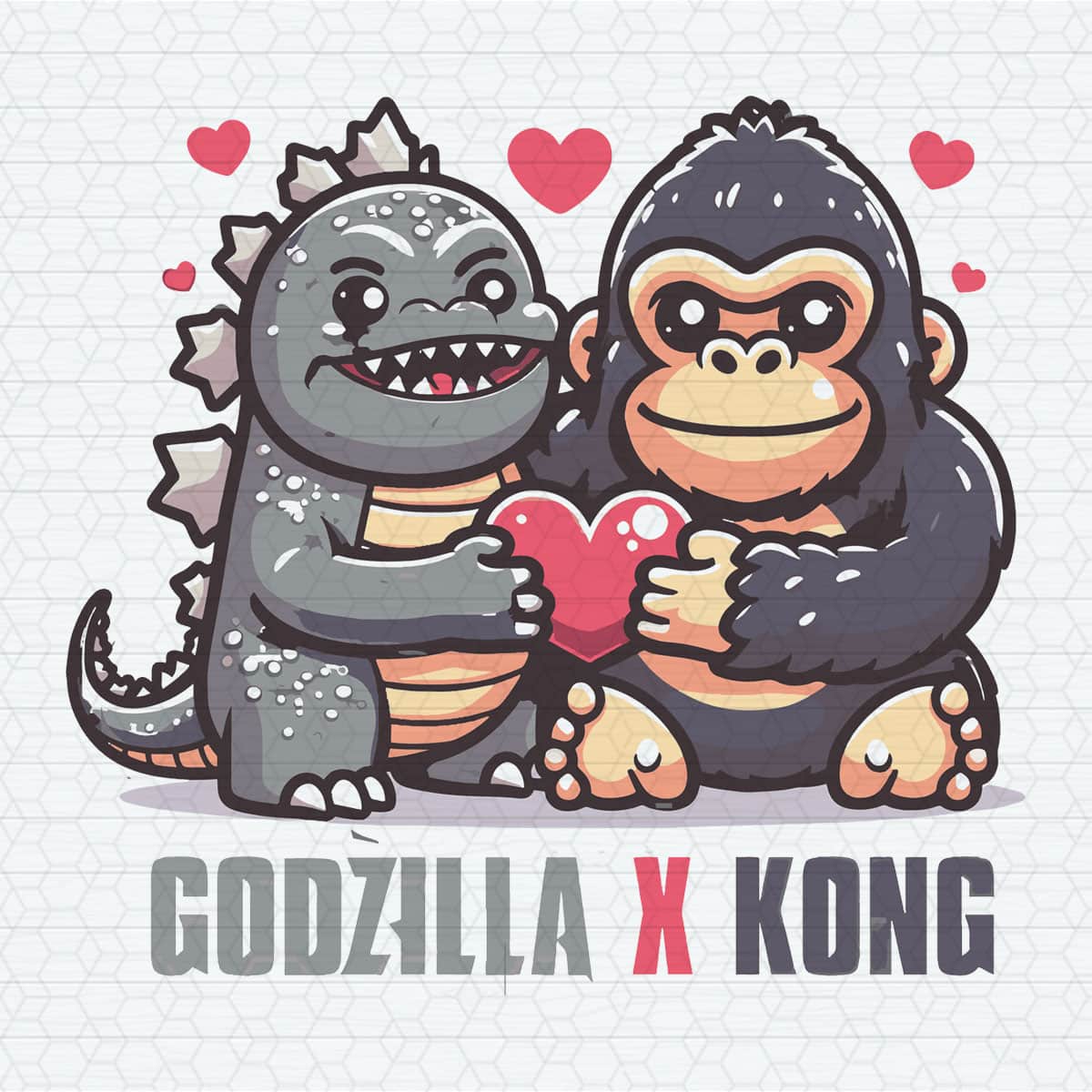 Funny Godzilla X Kong Love Heart SVG - Inspire Uplift