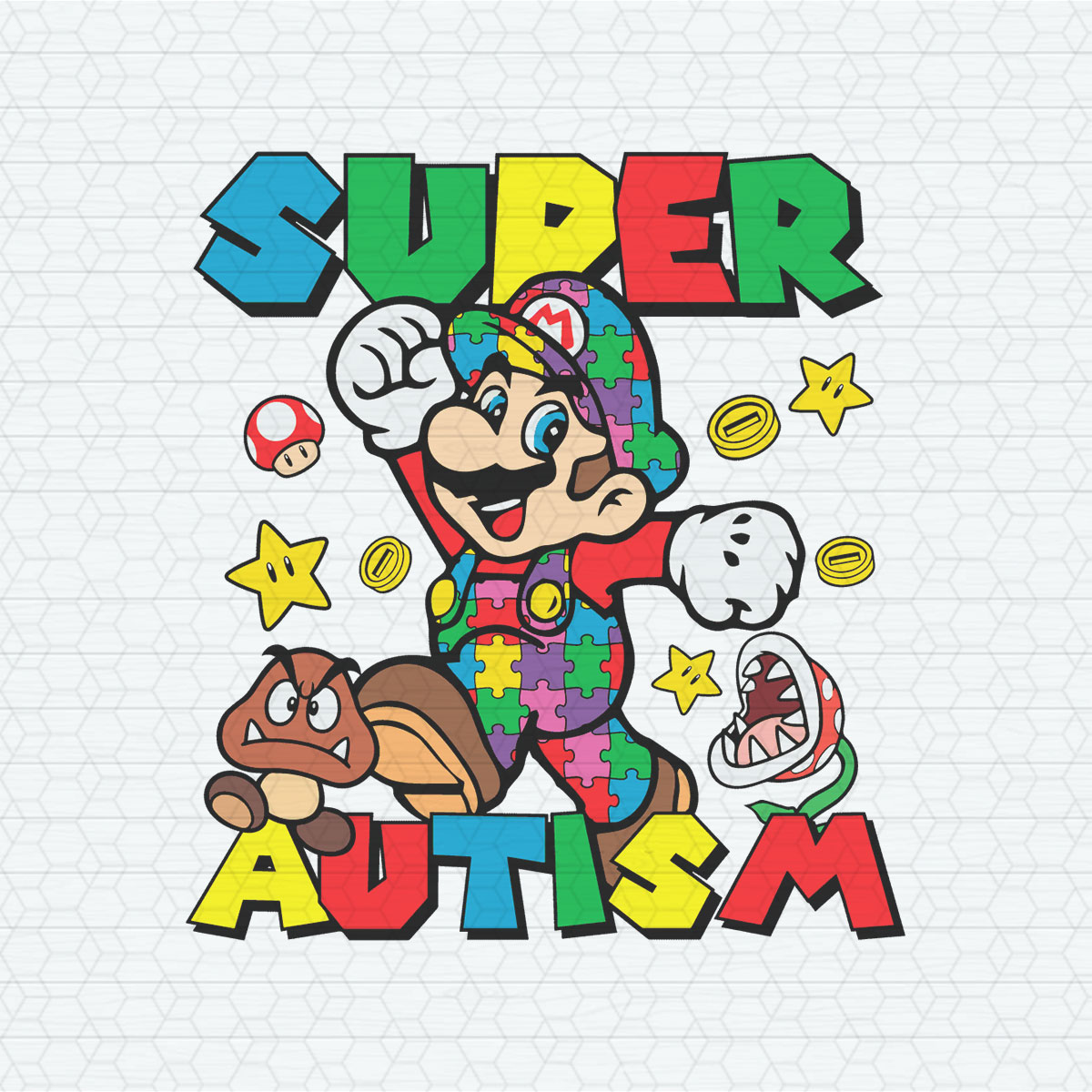 Super Autism Mario Puzzle Pieces SVG | Inspire Uplift