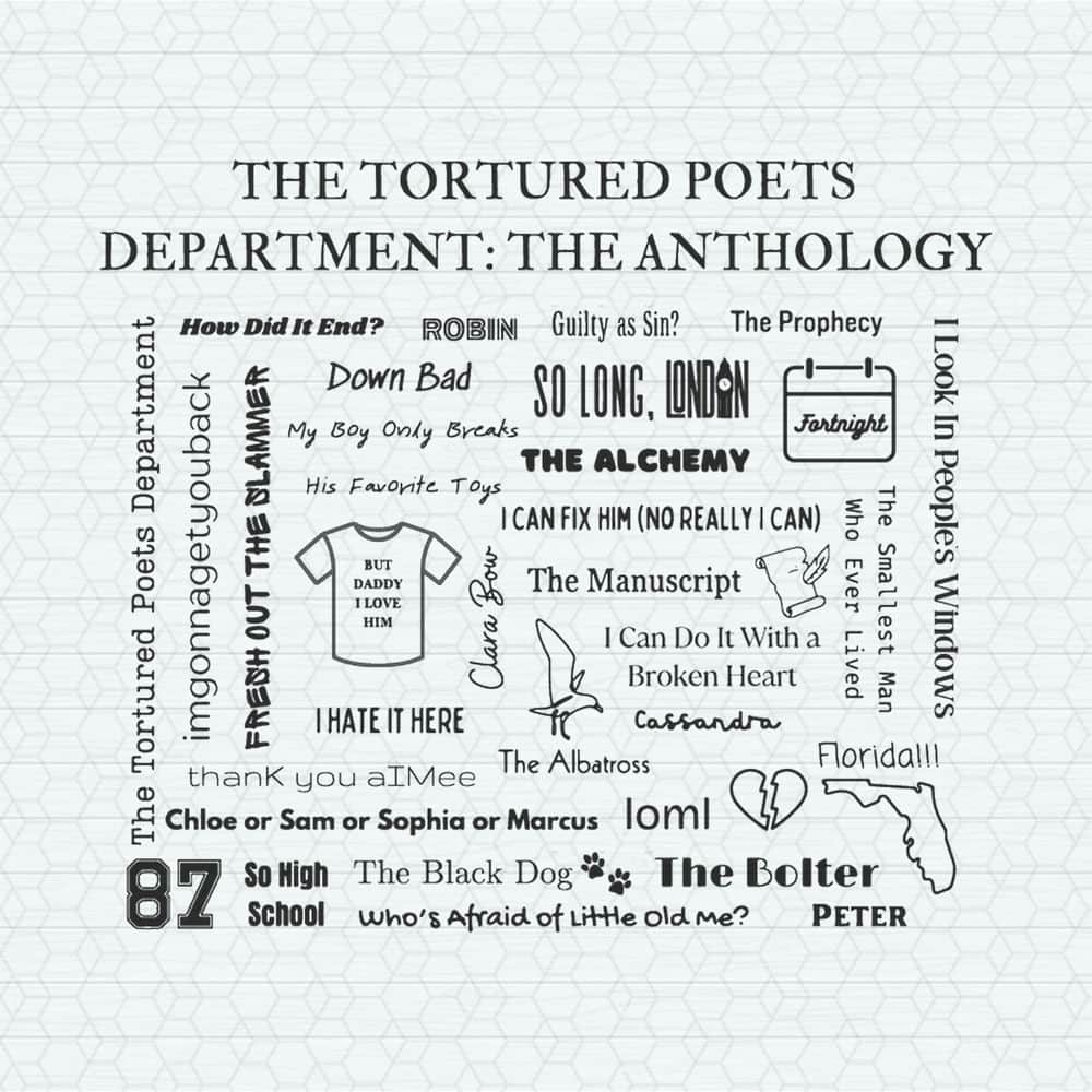 The Tortured Poets Department Tracklist SVG | Inspire Uplift