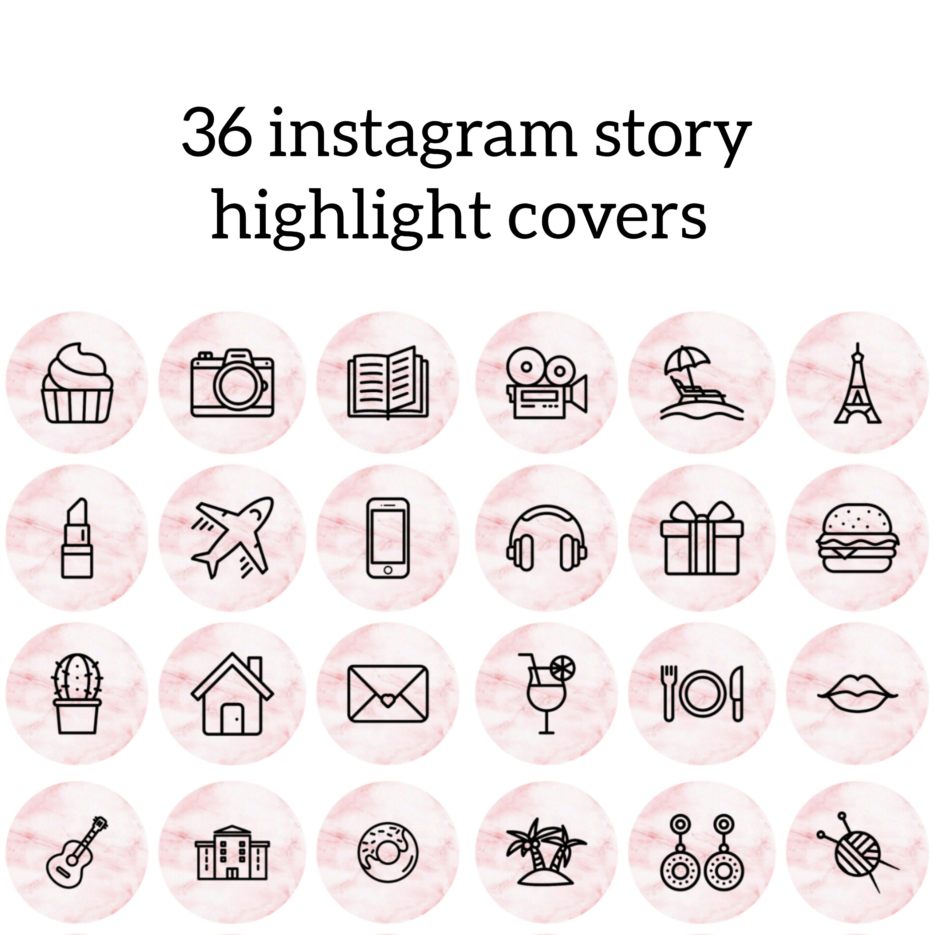 36 Pink Marble and Black Lifestyle Instagram Highlight Icons - Inspire ...