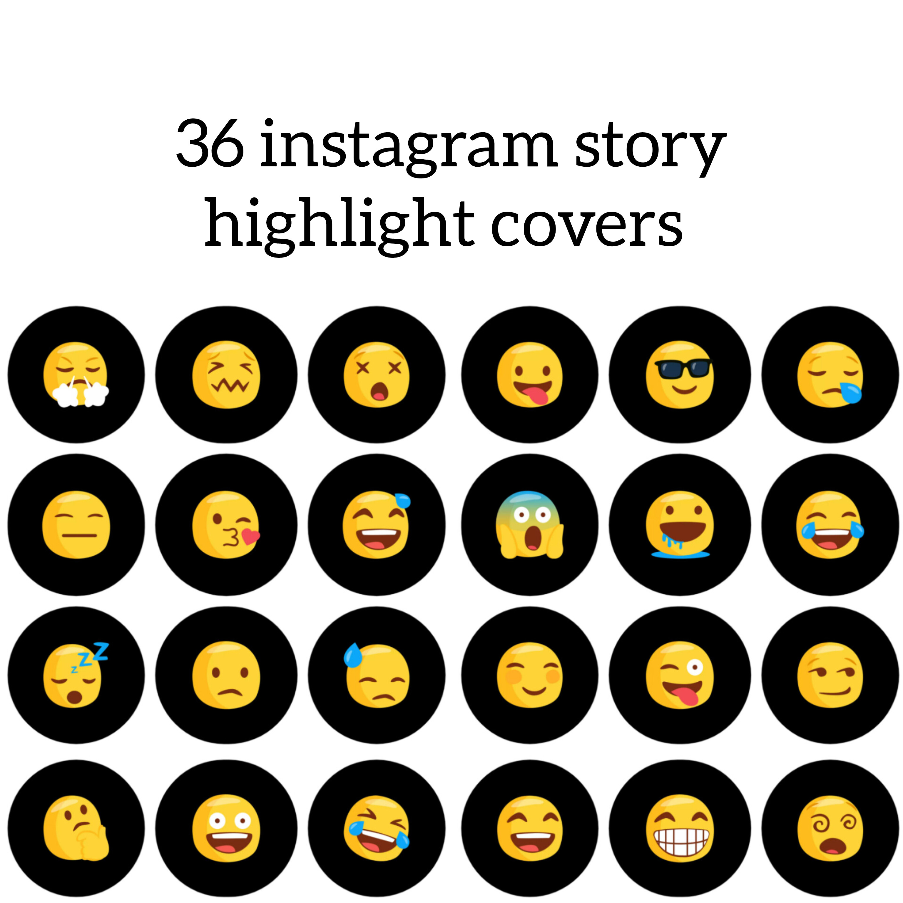 36 Emotions Instagram Highlight Icons. Black Instagram Highl | Inspire ...