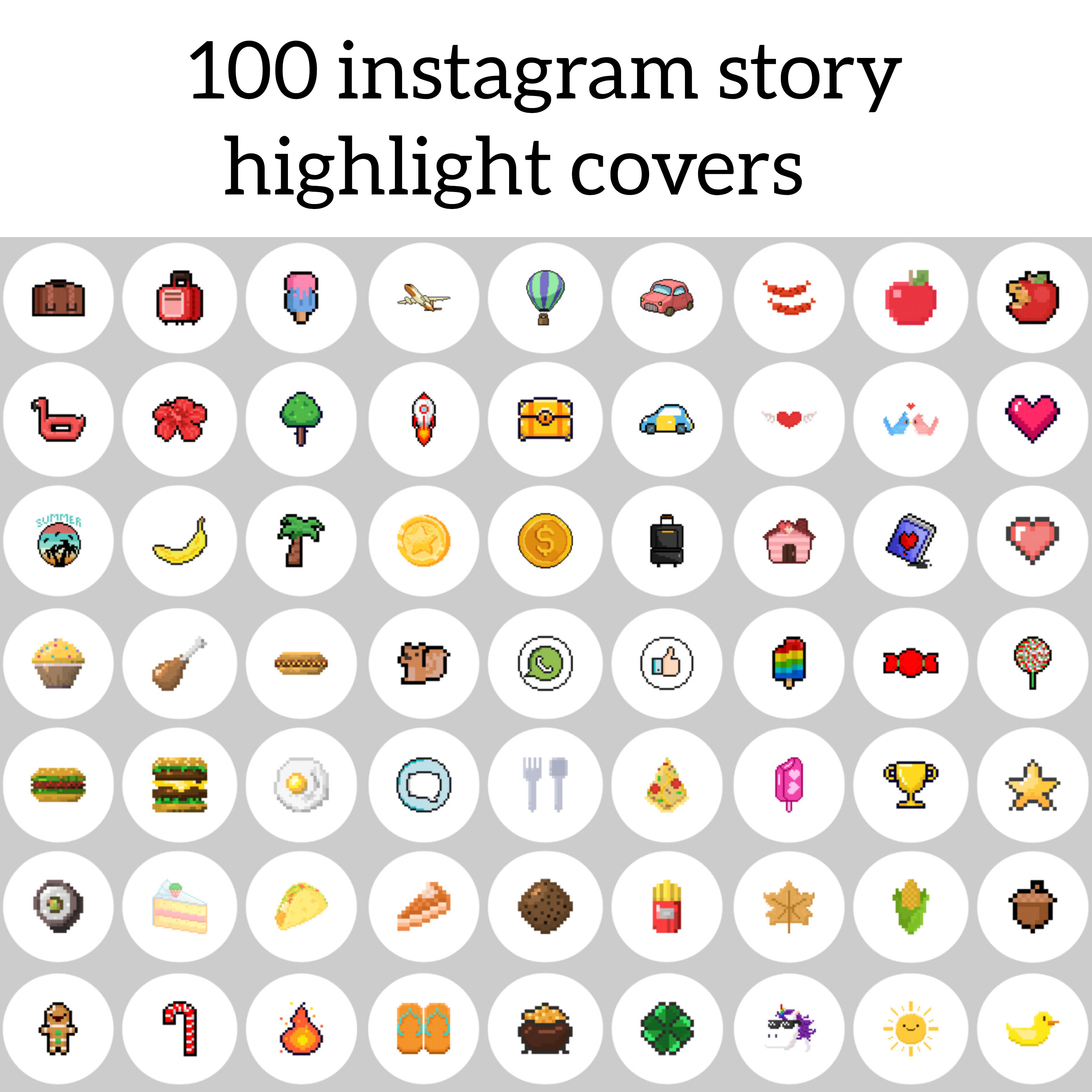 100 Pixel Instagram Highlight Icons. Colors Instagram Highli | Inspire ...