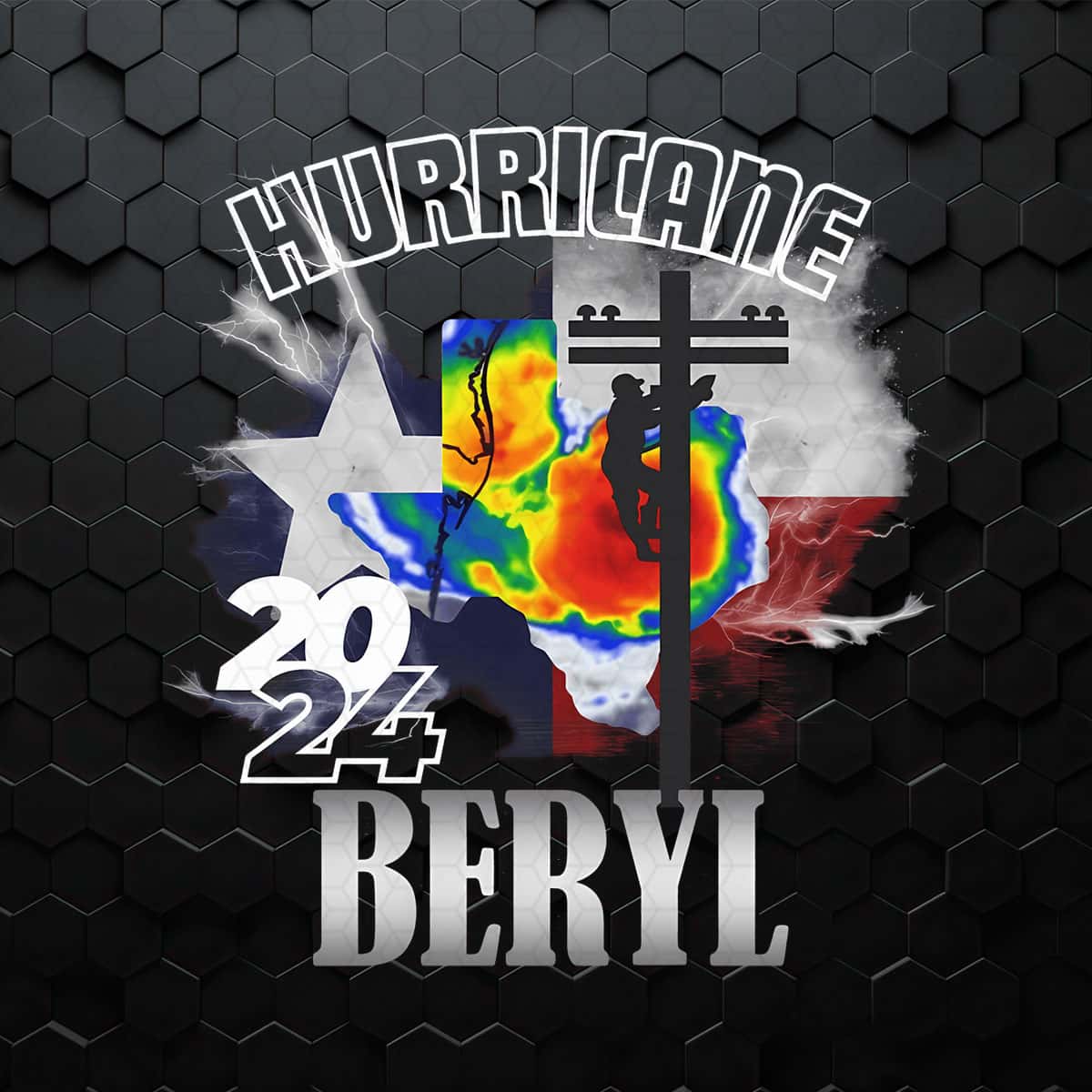2024 Hurricane Beryl Texas Lineman PNG | Inspire Uplift