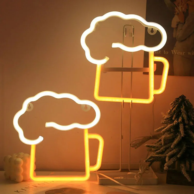 LED Beer Glass Neon Light Glowing Festival Decoration Deskto | Inspire ...