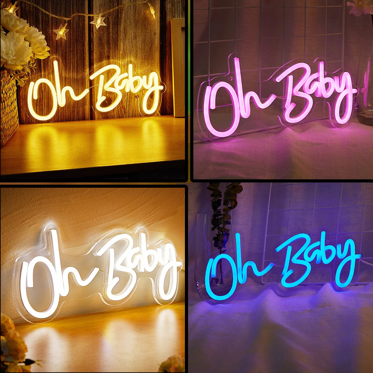 LED Neon Oh Baby USB Powered Neon Signs Night Light 3D Wall | Inspire ...