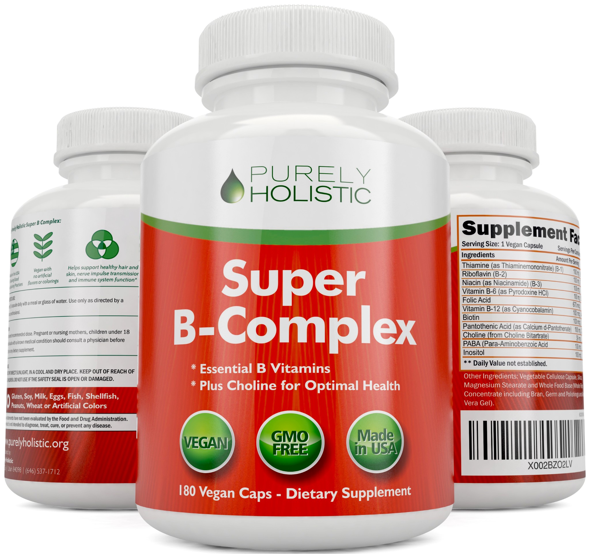 Vitamin B Complex - 8 Super B Vits 180 Capsules with Choline - Inspire ...
