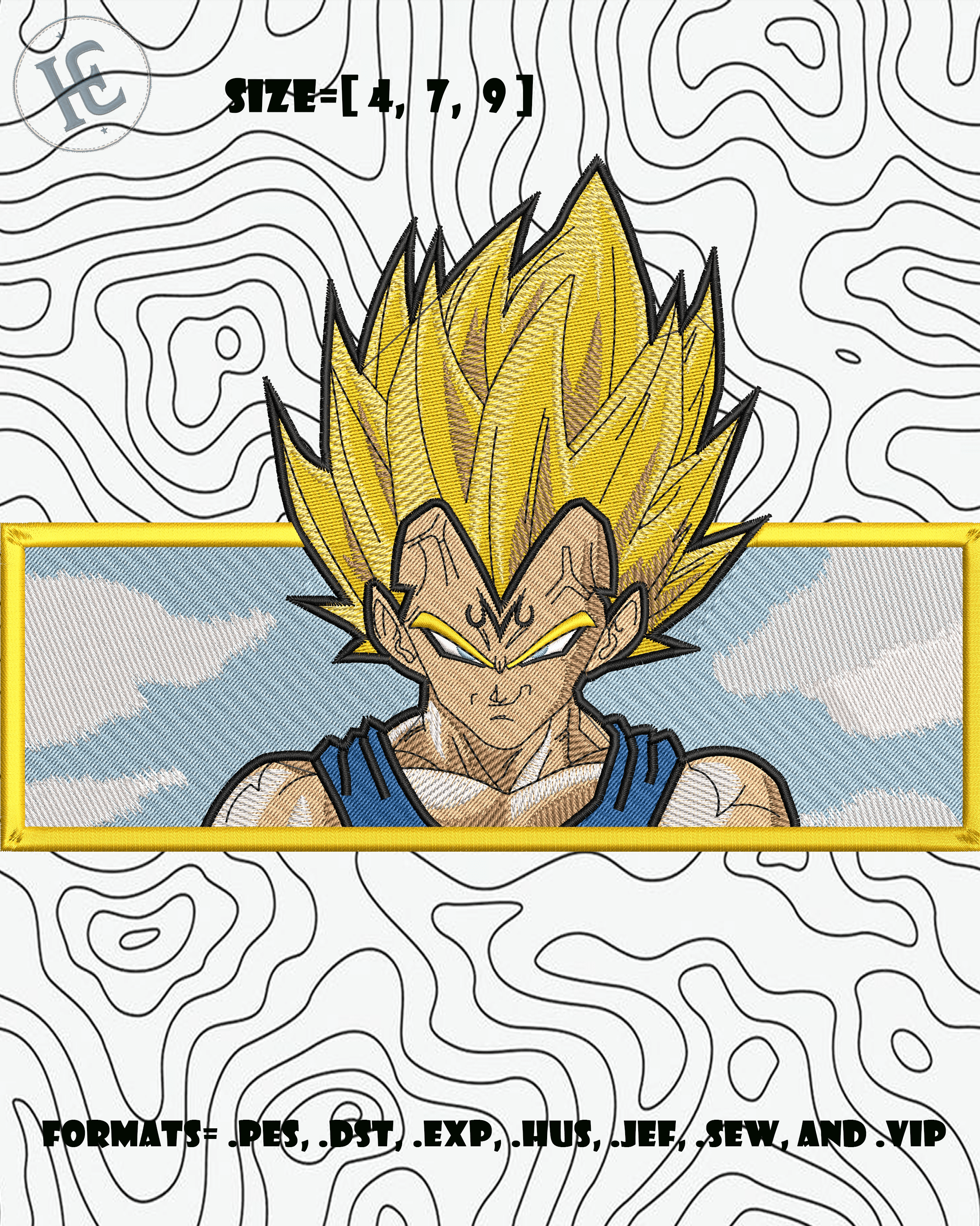 Vegeta Embroidery Design File- Dragon Ball Anime Embroidery | Inspire ...