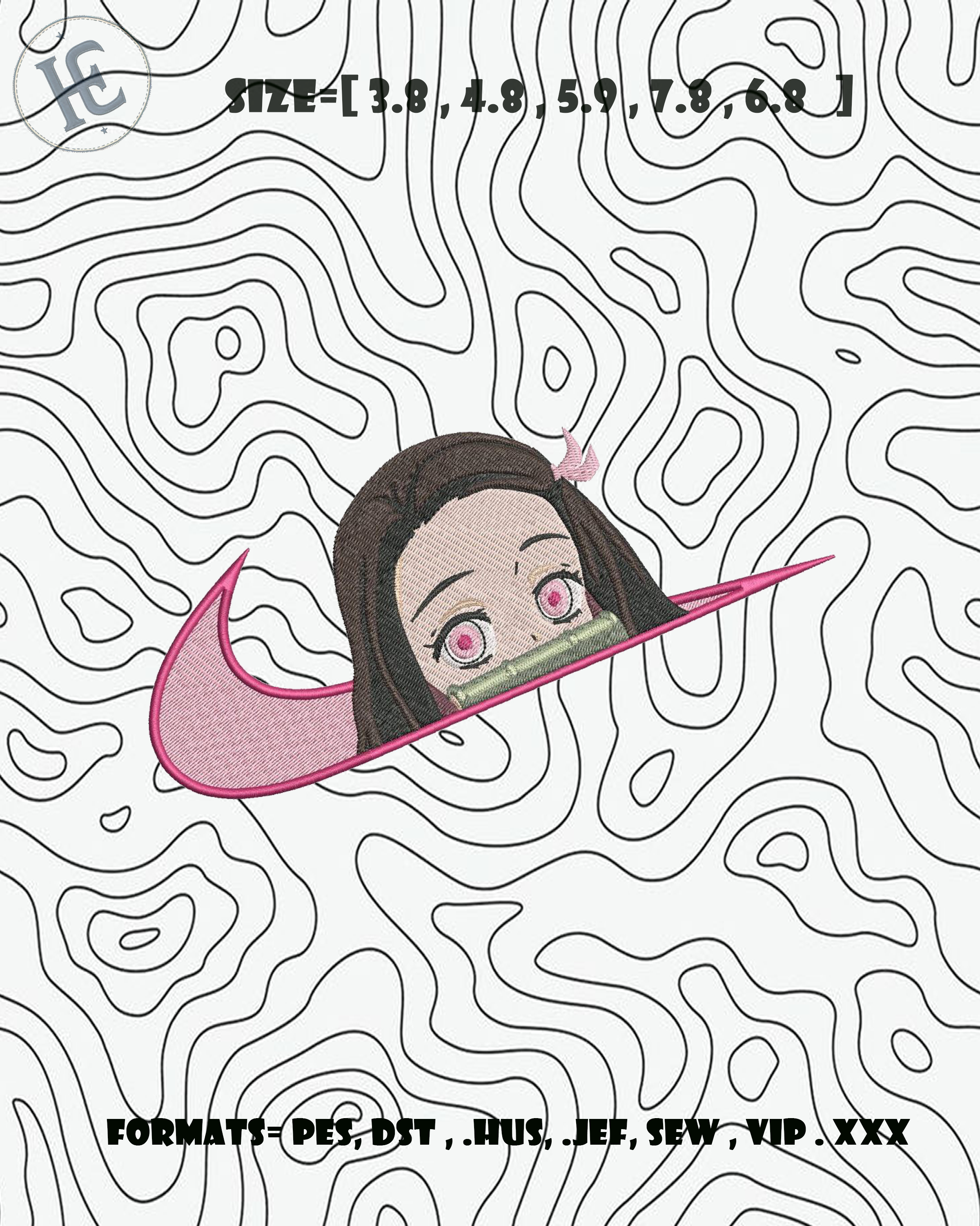 Nezuko cute nike embroidery design, Neuzko embroidery, Nike - Inspire ...