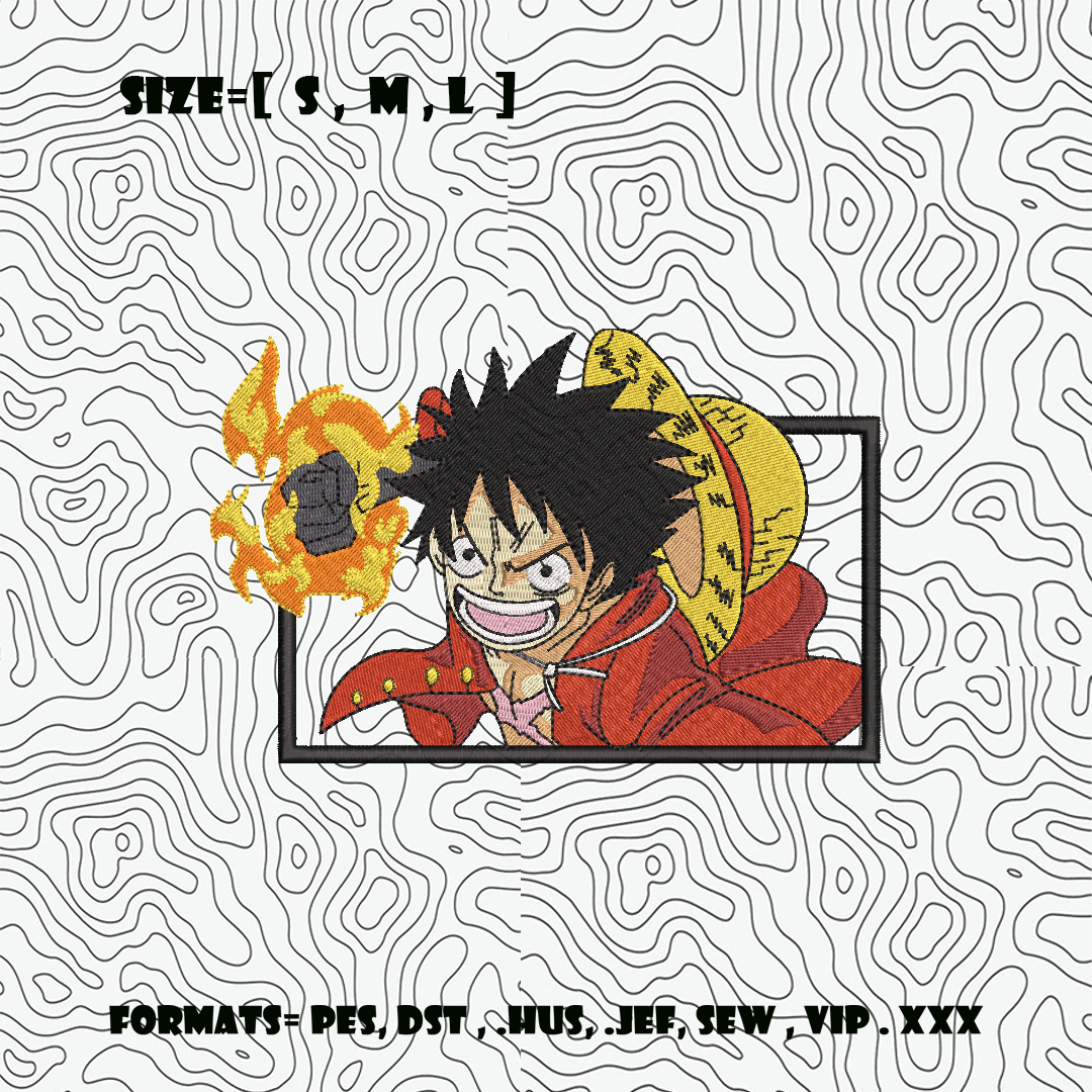 Monkey D Luffy Embroidery Design File, One Piece Anime Embro | Inspire ...